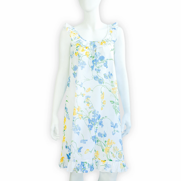 Samba Nightgown - Pois de Senteur Blue/Yellow – D Porthault