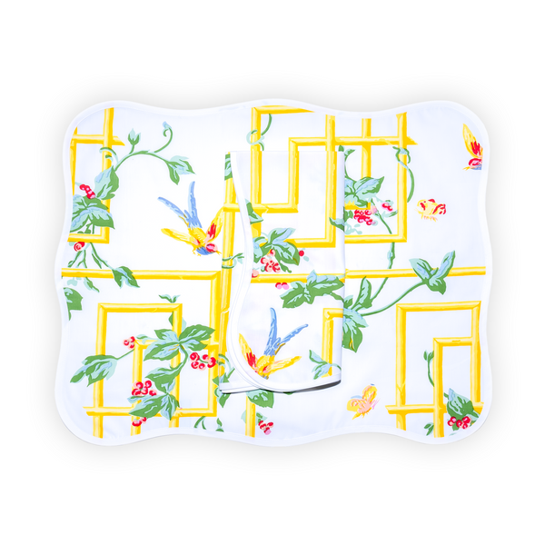 Pergola Yellow/Green Printed Placemat/Napkin Set – D Porthault