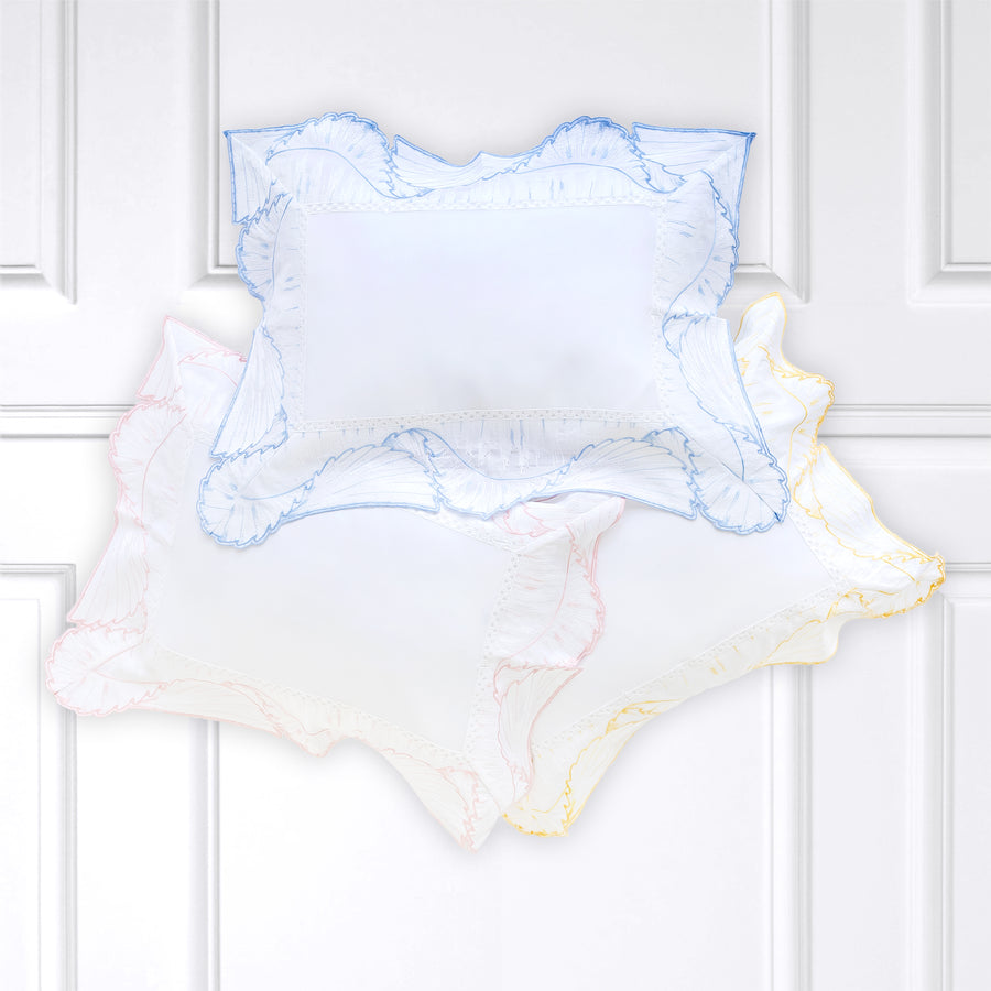 Eventail Blue Voile Emb. Bed Linens