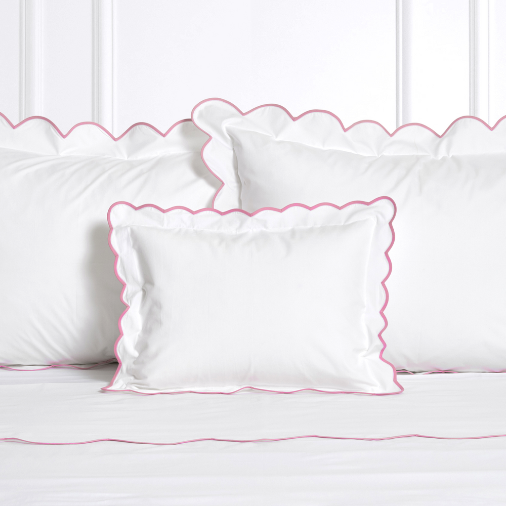 White with #206 Light Pink Scallop Bed Linens