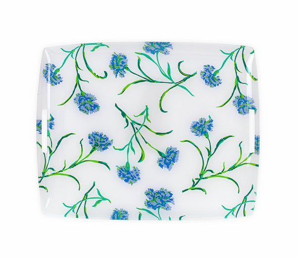 Carnations Blue/Green Laminated Handle Trays – D Porthault