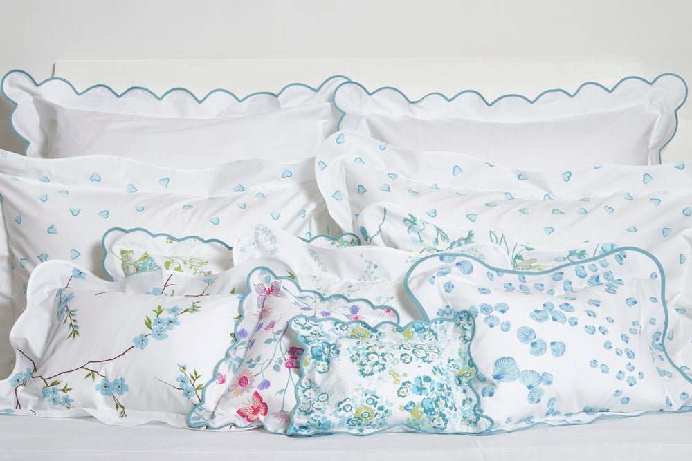 Fleurs de Pêcher Blue Bed Linens – D Porthault