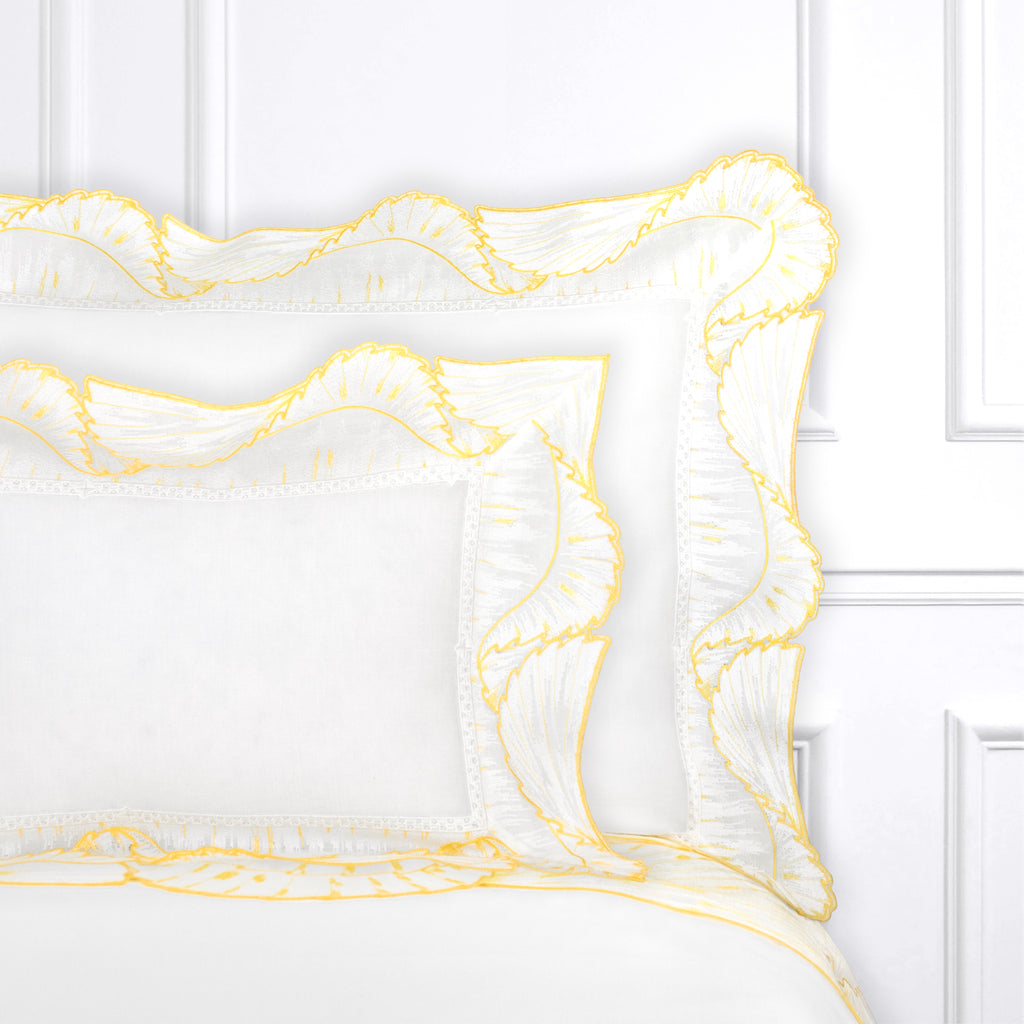 Eventail Yellow Voile Emb. Bed Linens
